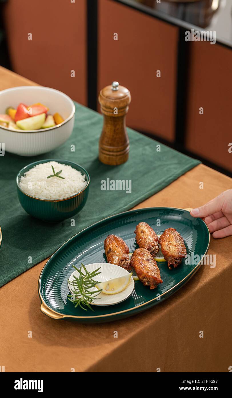 Images of cooking at home, preparing dinner, Asian food on the table ...