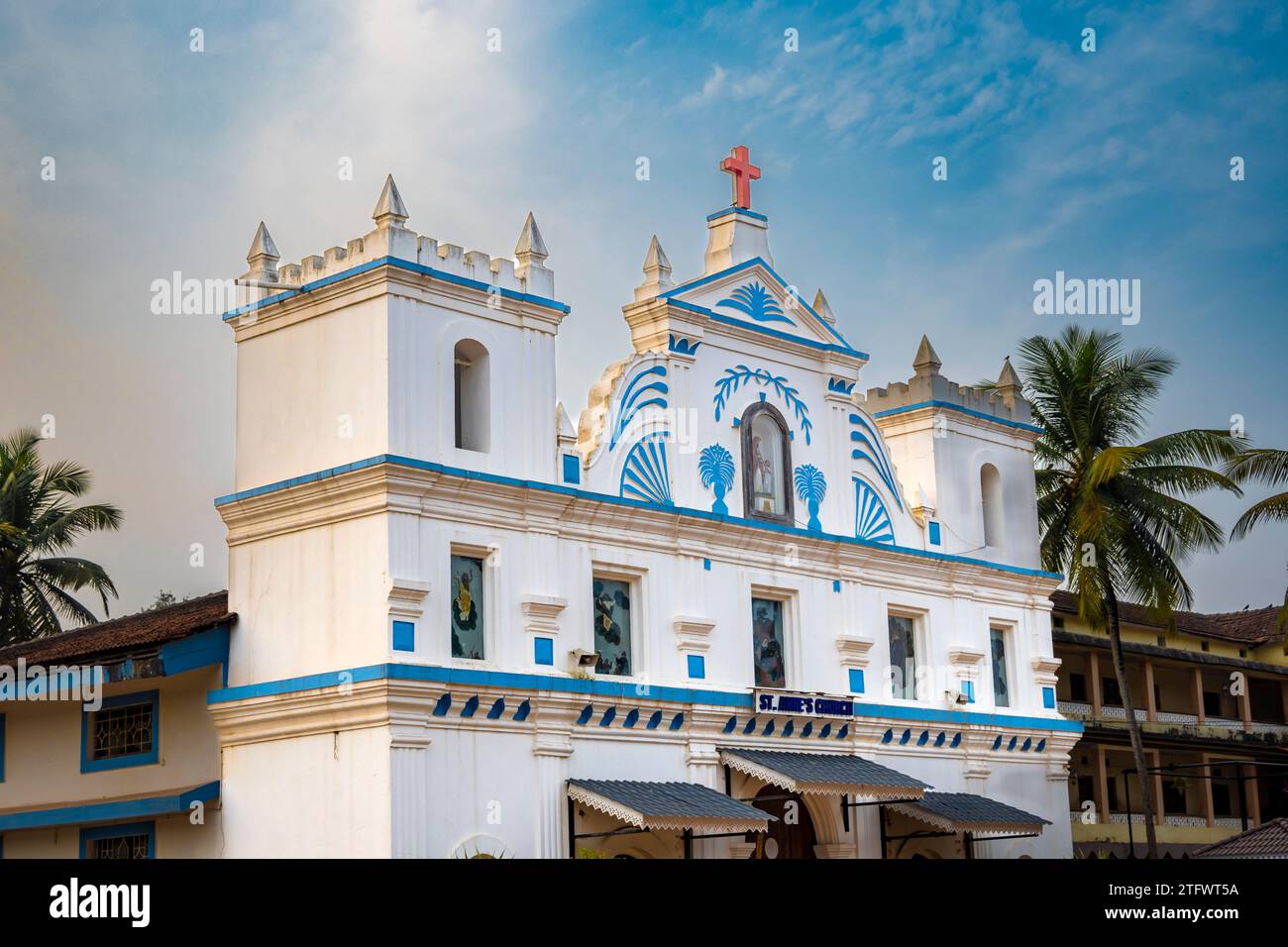 Agonda, Goa, India, St. Anne’s Church with portuguese and indian styled ...