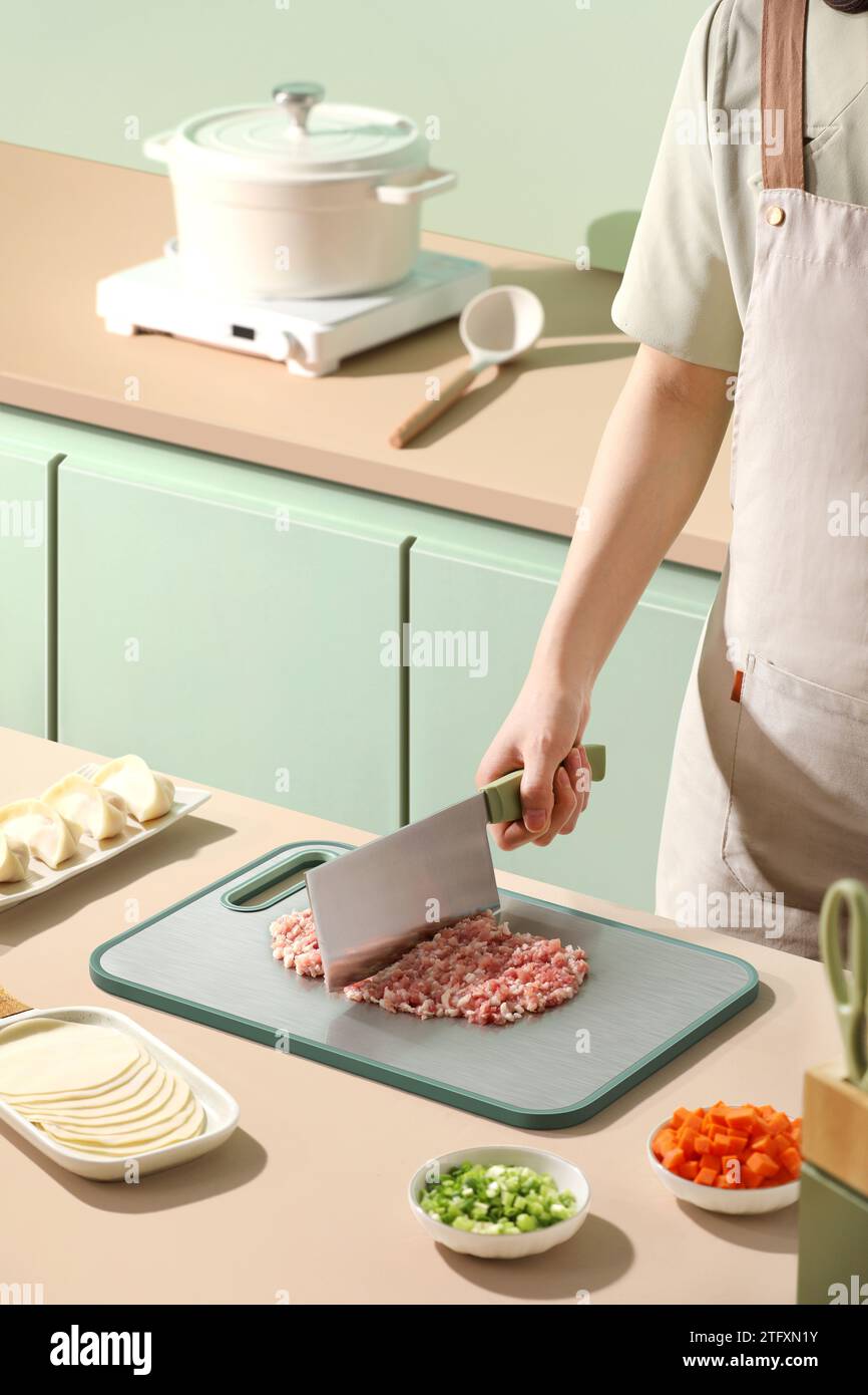 Images of cooking at home, preparing dinner, Asian food on the table ...