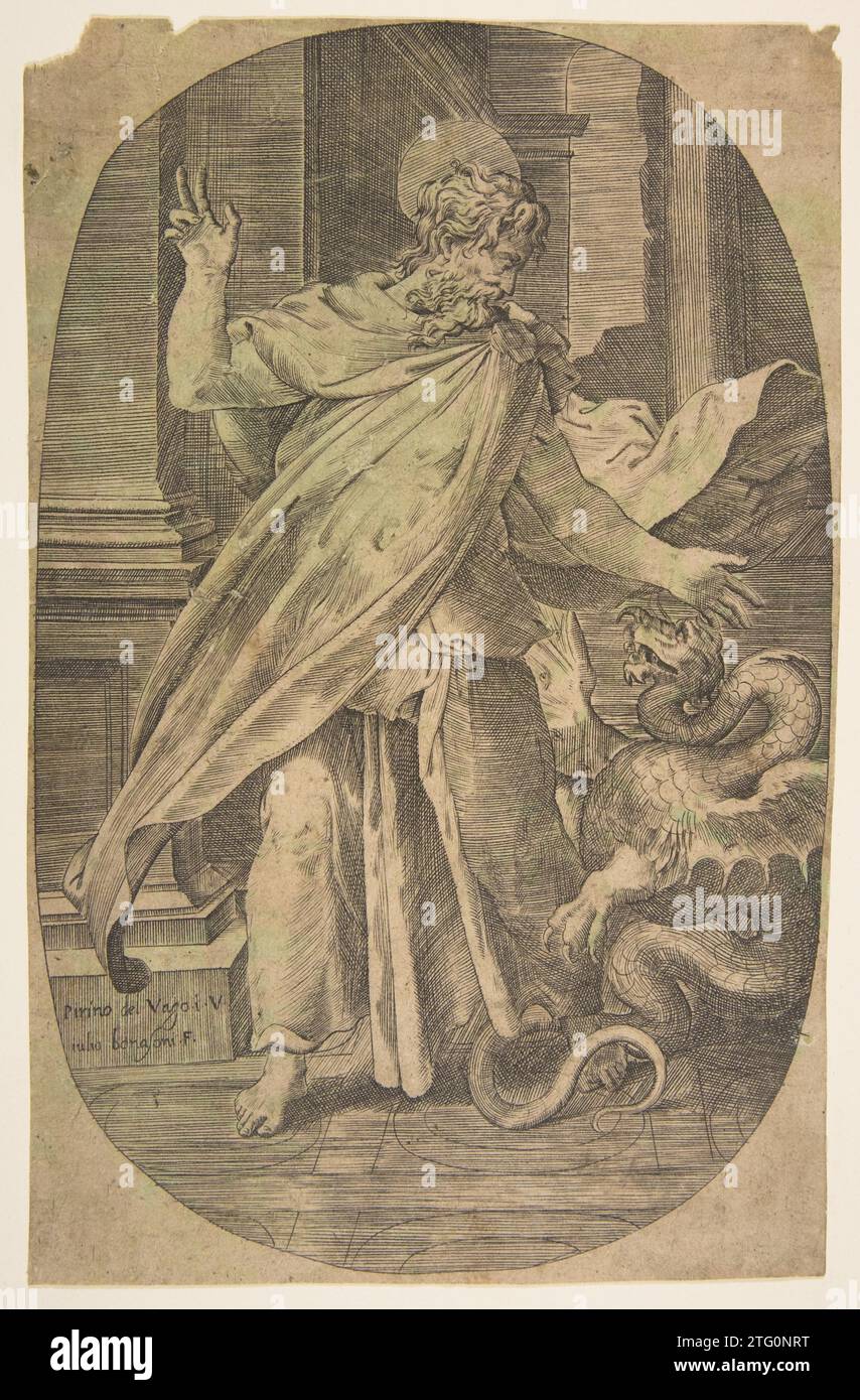 St Paul overcoming the viper, within an architectual setting, an oval ...