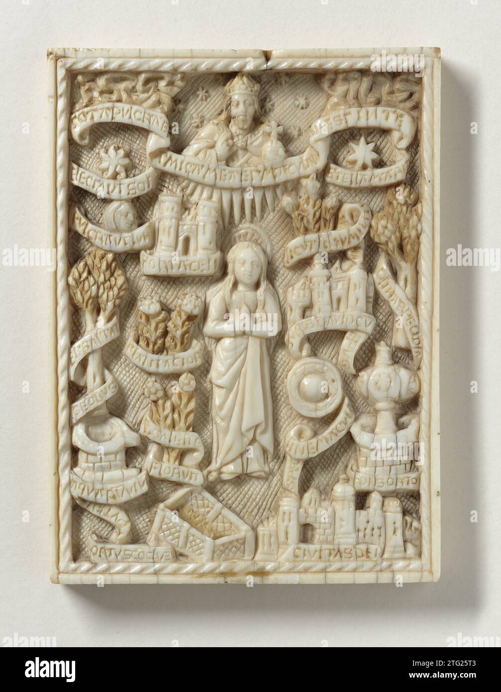 Immaculate Virgin, c. 1520 Rectangular relief of ivory decorated with a ...