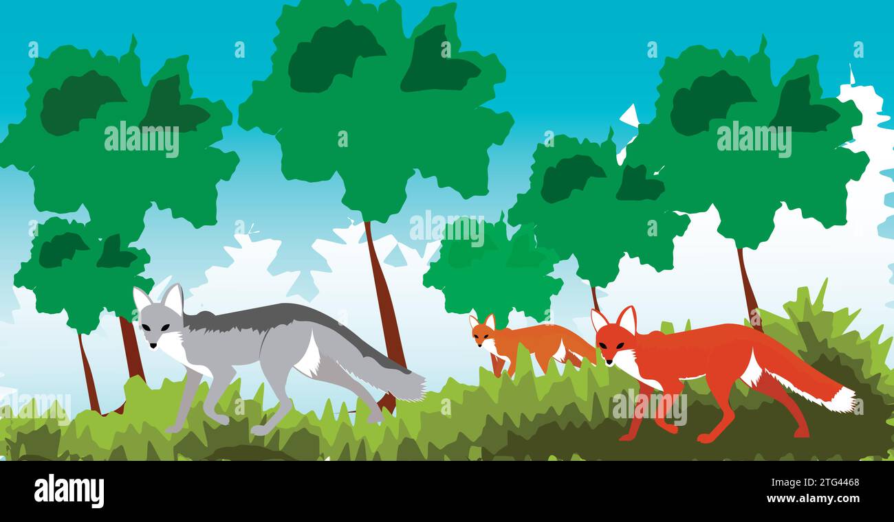 Fox in nature hunting Stock Vector Images - Alamy
