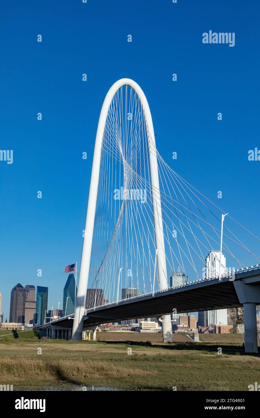 scenic skyline Panorama of Downtown Dallas seen from Trinity River with ...