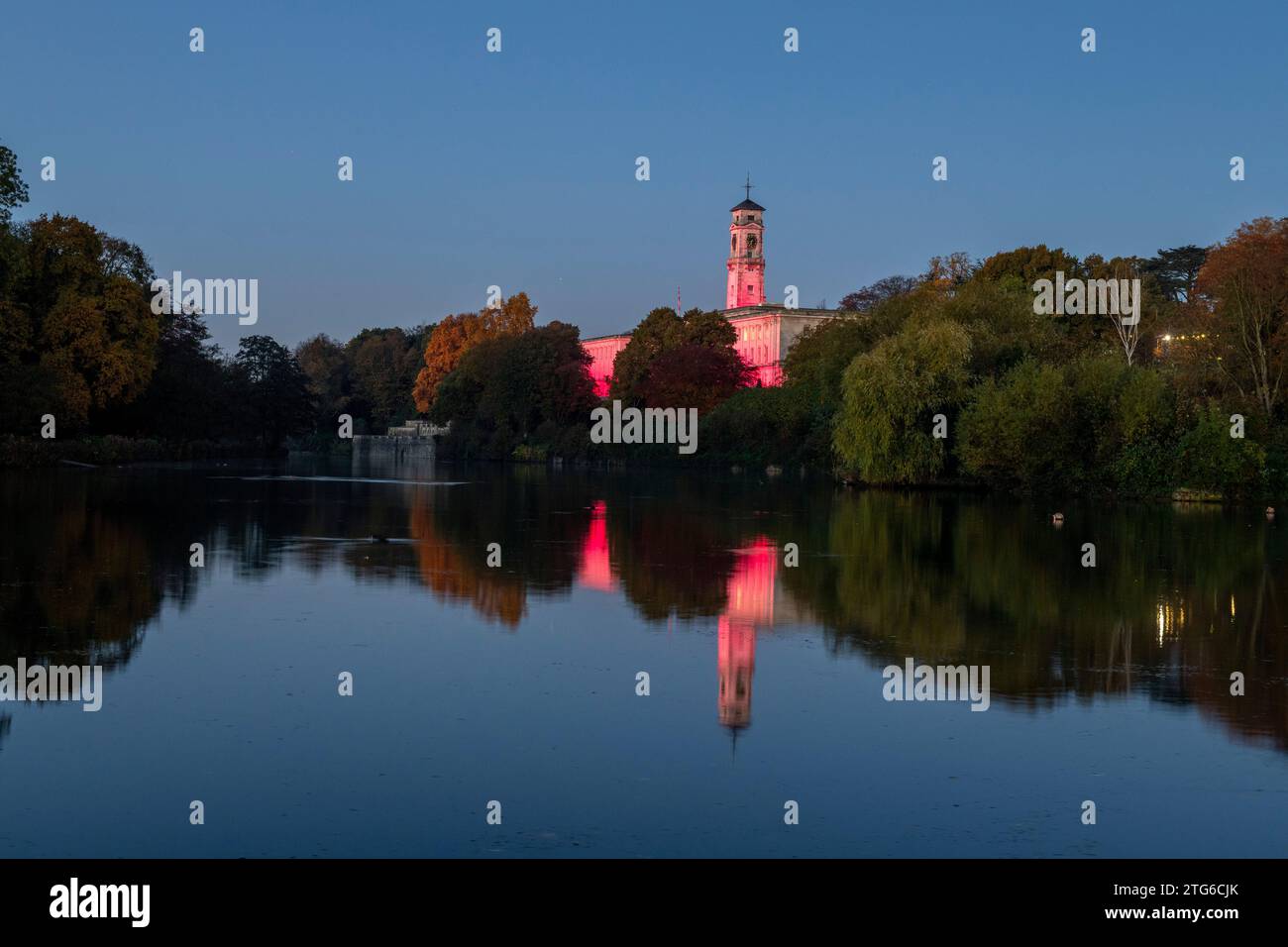 Trent Building lit up red at Highfields University Park in Nottingham ...
