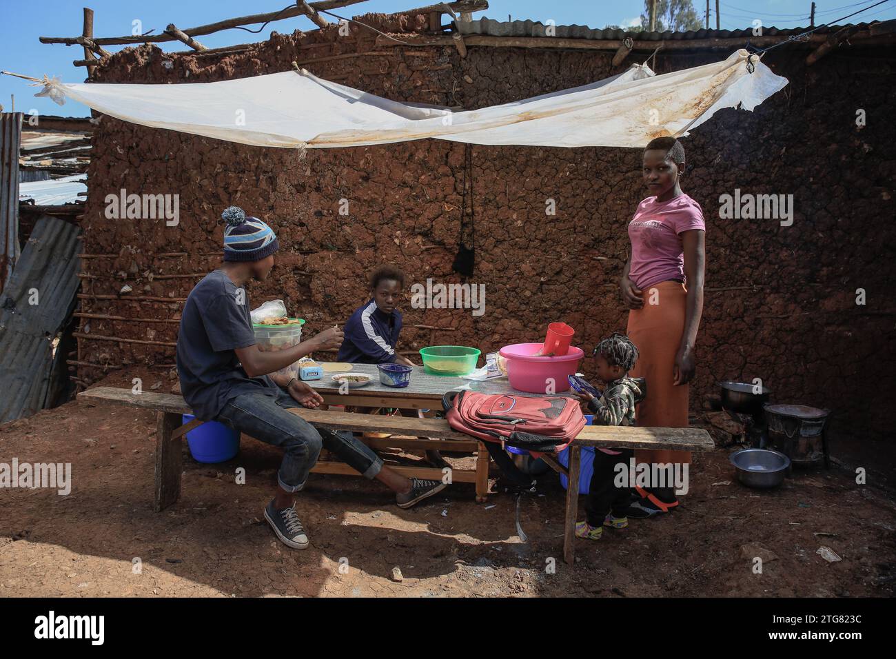 Nairobi, Kenya. 18th Dec, 2023. Locals taking their breakfast meal at ...