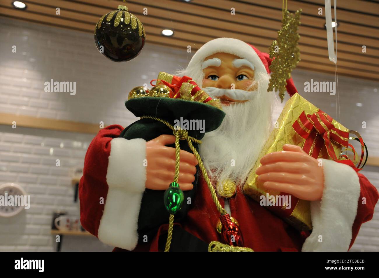 Copenhagen, Denmark /20 December 2023/.Bakery decorated with christams ...