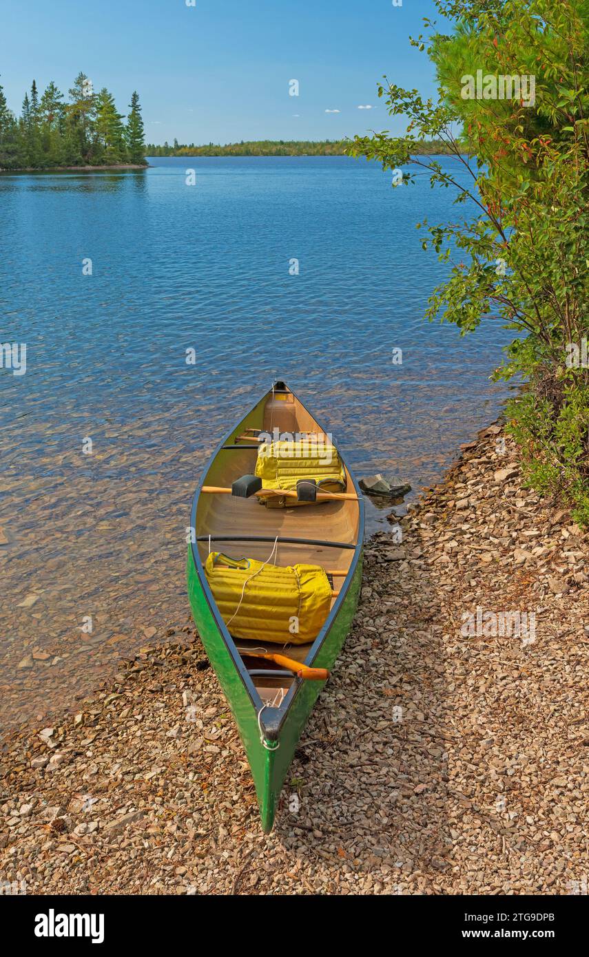 Canoe Ready on a Calm Lakeshore on Kekekabic Lake in the Boundary ...