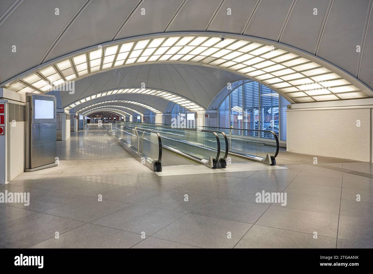 Person conveyor belt. Airport terminal interior. No people Stock Photo ...