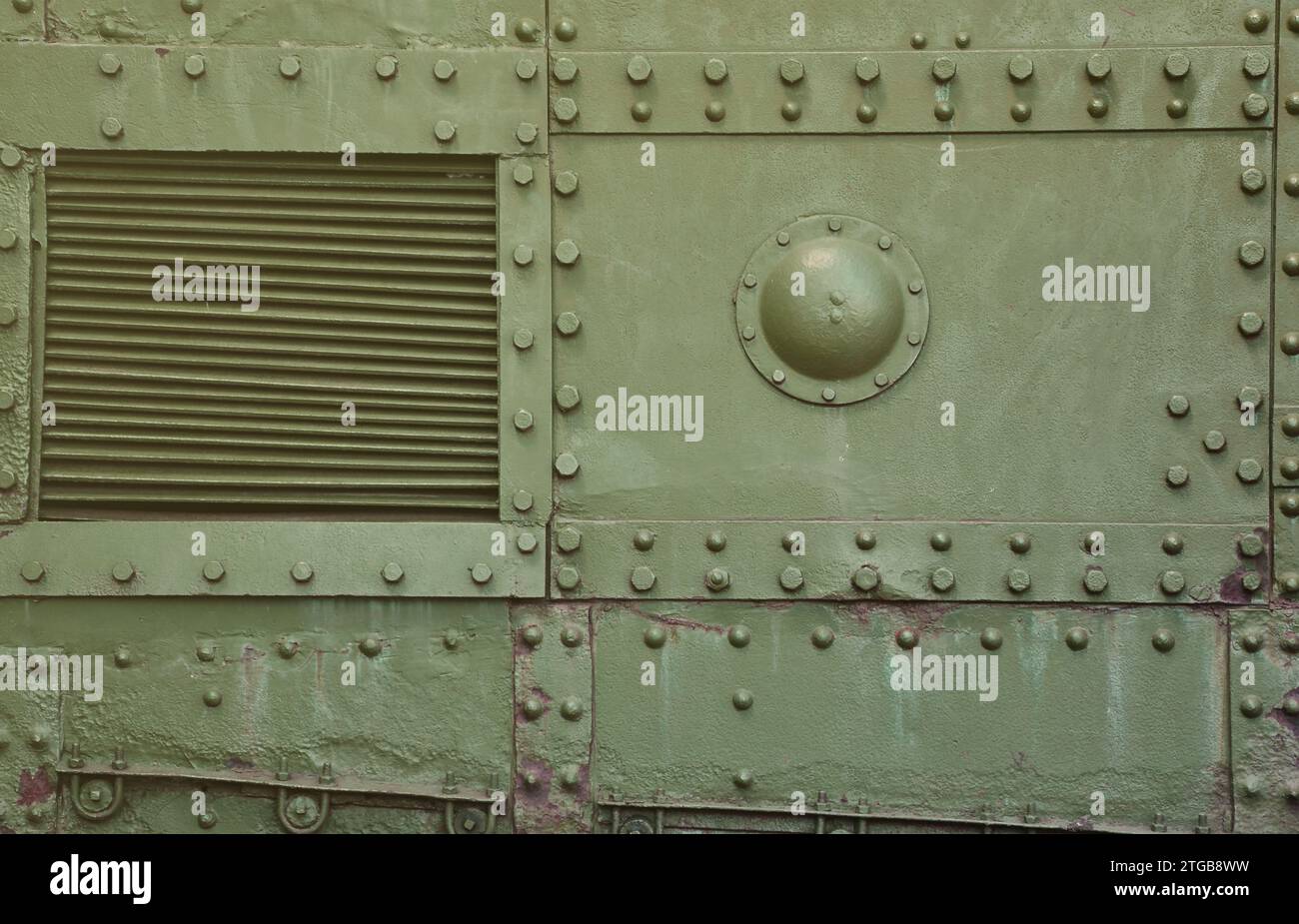 The texture of the wall of the tank, made of metal and reinforced with ...