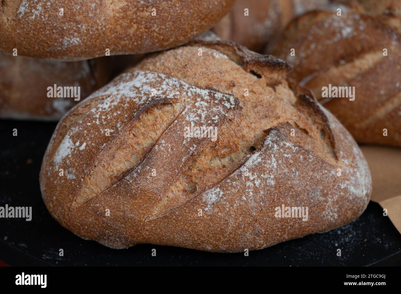 French artisan bakery in Bordeaux, rye and wheat bread and baguettes ...
