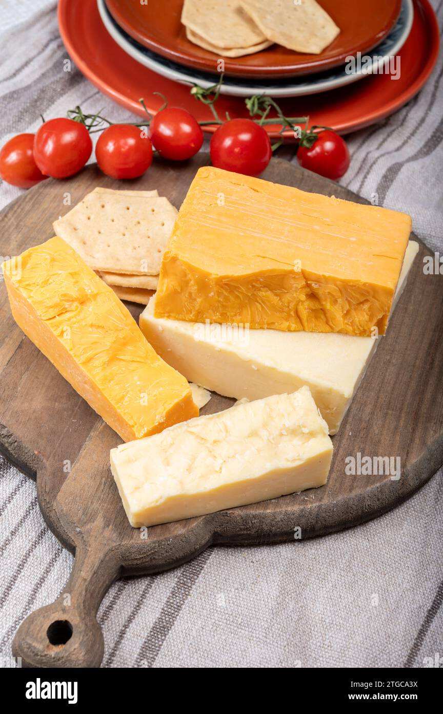 British cheeses collection, Scottish coloured and English matured ...