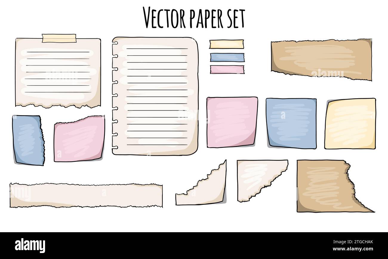 Vector set of paper notes, stickers and sticky sheets. To-do list, torn ...