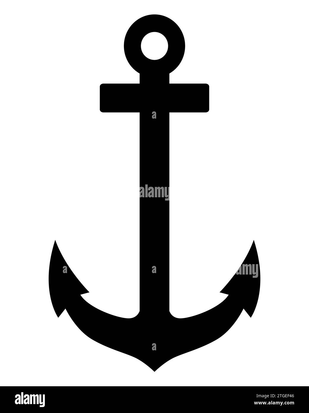 anchor silhouette symbol shape, black and white vector illustration ...