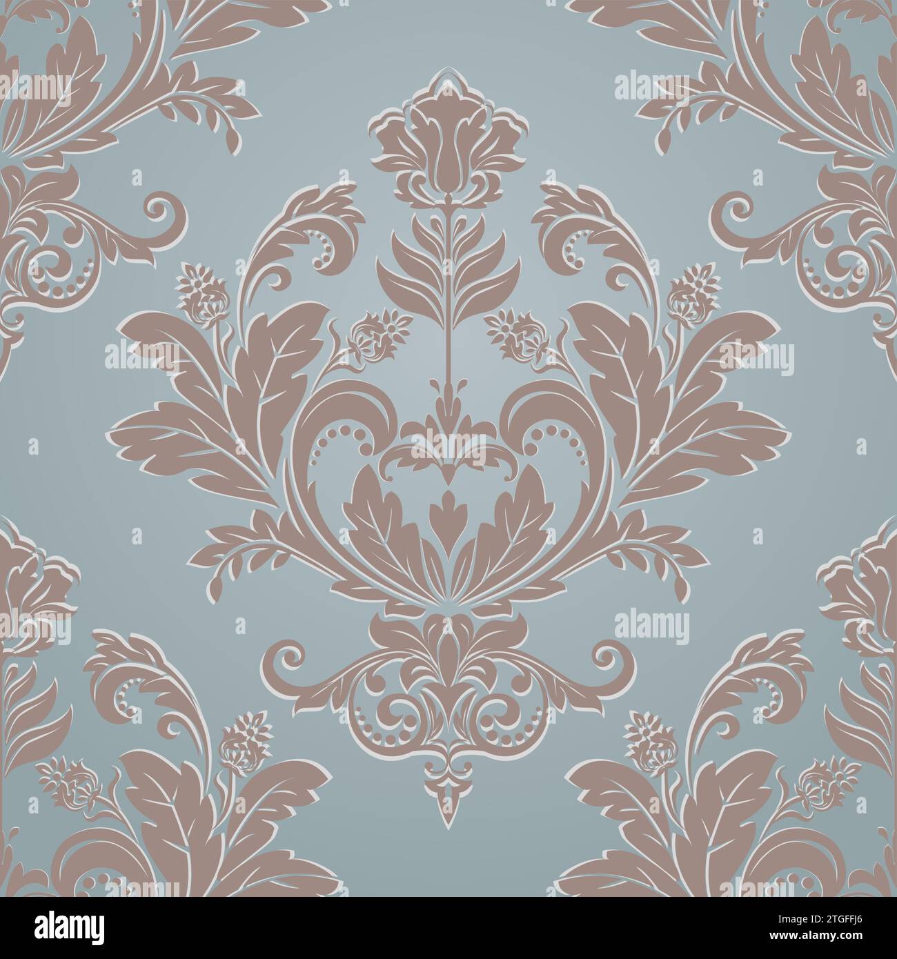 Damask seamless floral pattern. Royal wallpaper. Flowers on a blue ...