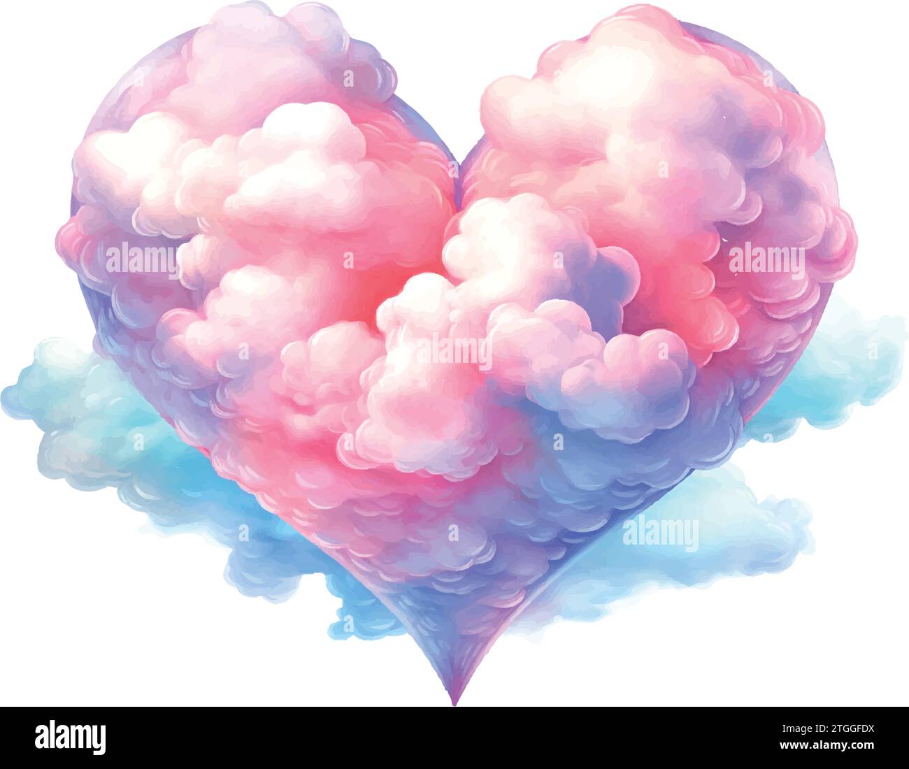 Love heart illustration, cute girly pastels, watercolor style ...