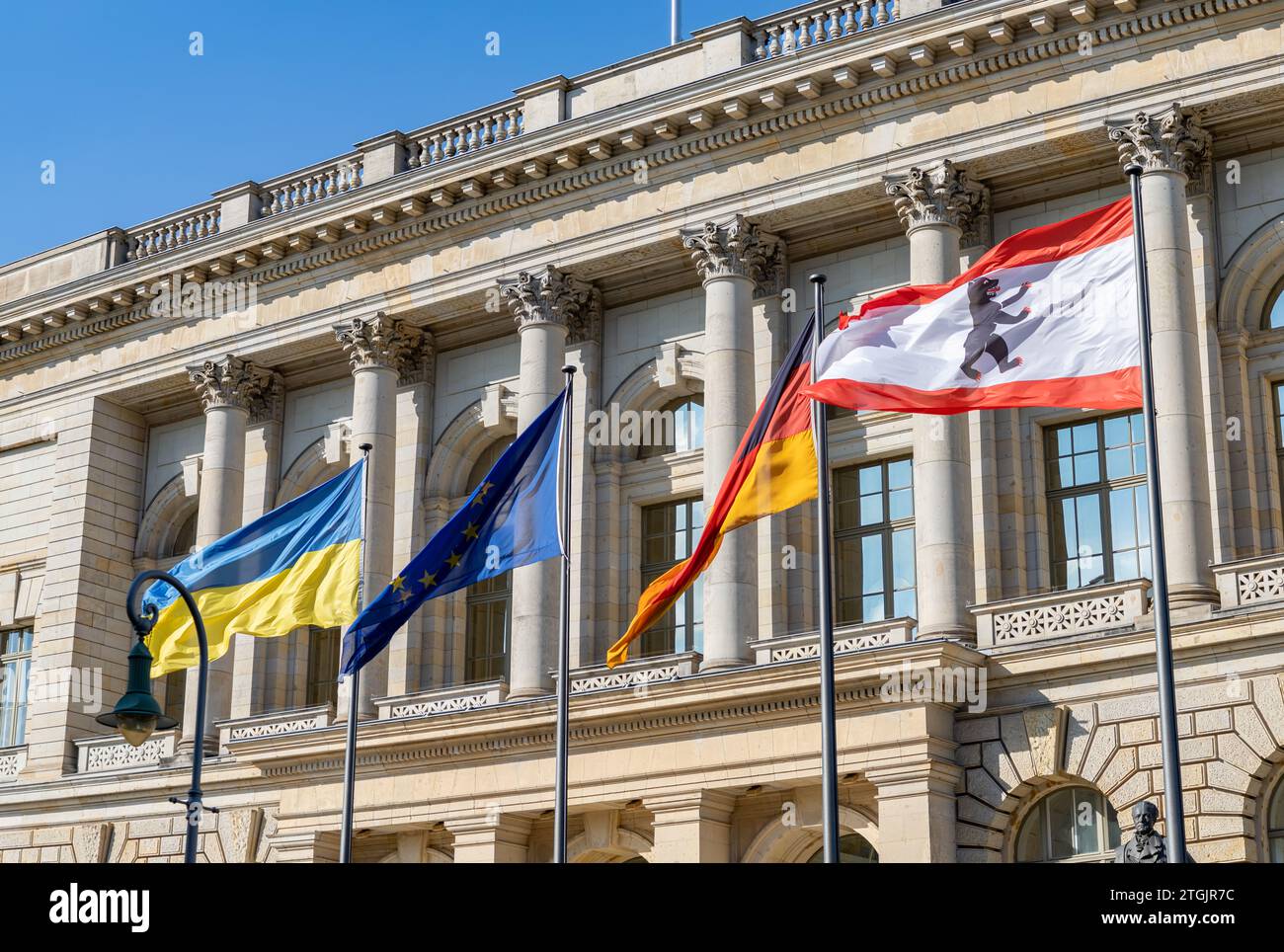 A picture of the flags at the Abgeordnetenhaus, or Berlin State ...