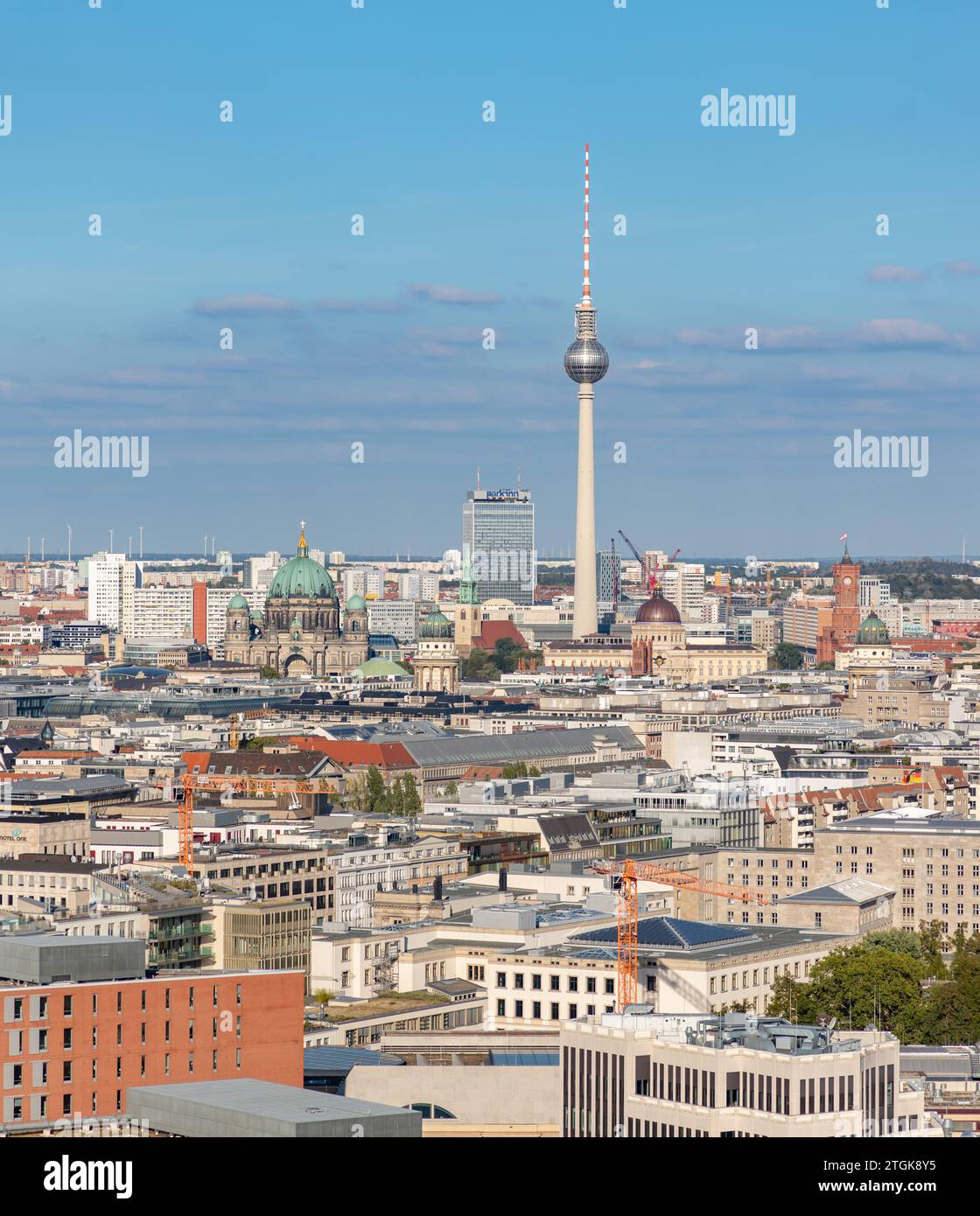 A picture of some Berlin landmarks as seen from afar, such as the ...