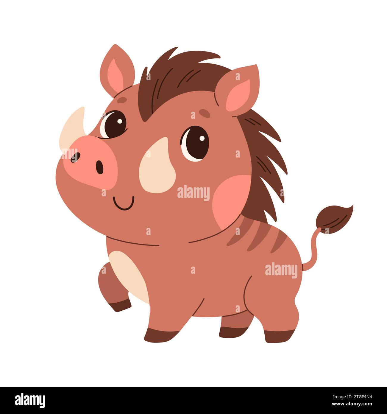 Cute cartoon warthog vector childish vector illustration in flat style ...