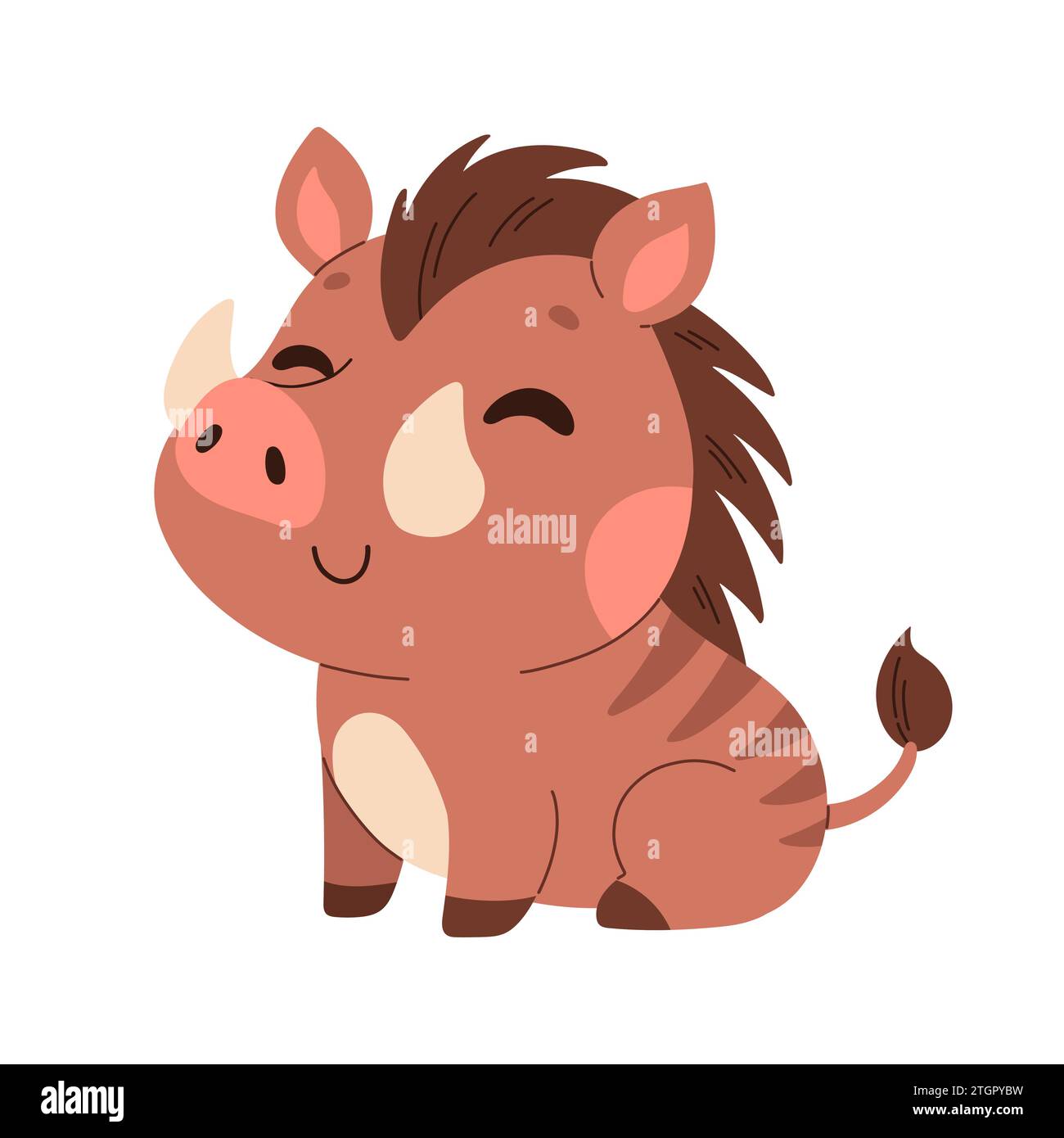 Cute cartoon warthog vector childish vector illustration in flat style ...