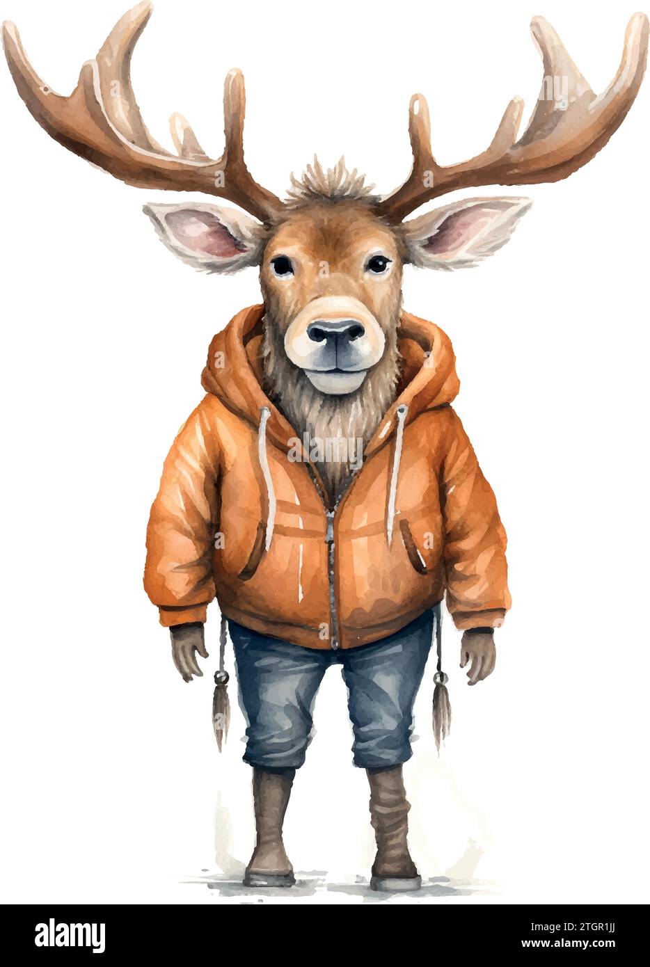 cartoon Caribou with antlers , on a white background , sweaters and ...