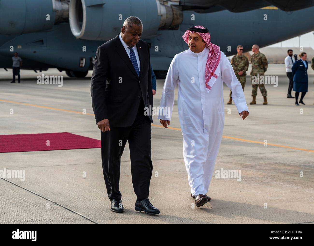 Al Udeid Air Base, Qatar. 19th Dec, 2023. U.S. Secretary of Defense ...