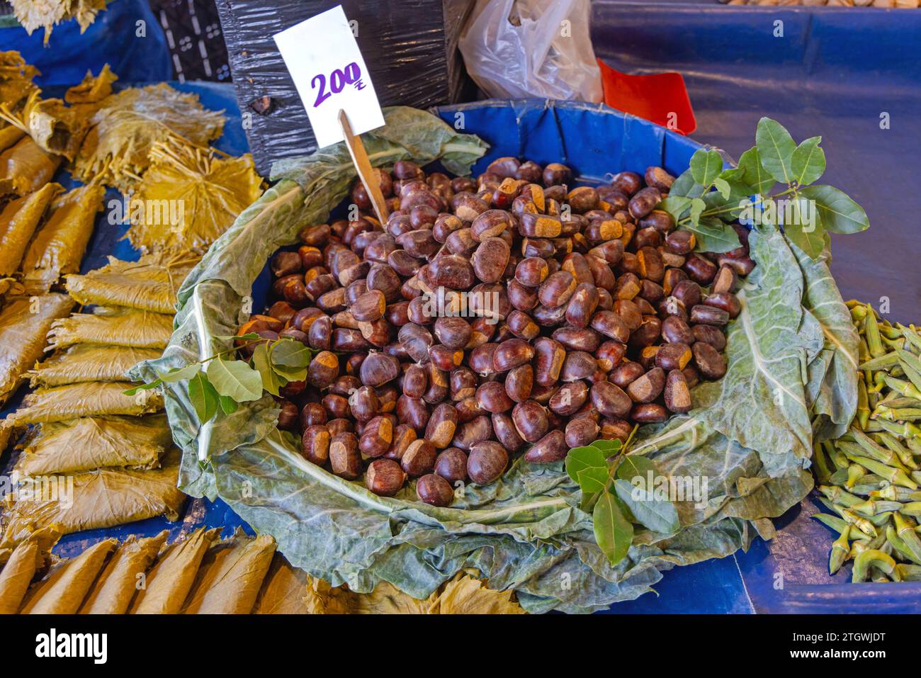 Brown Chestnut Maroon Nuts at Farmers Market Stall Turkey Stock Photo ...