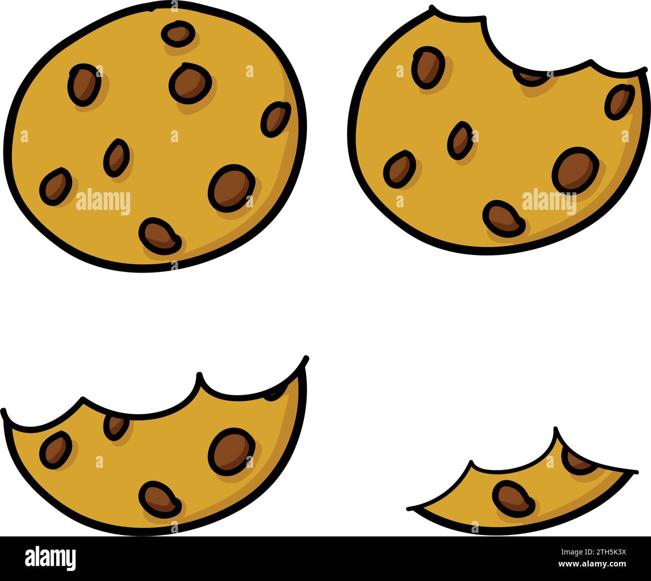 Chocolate Chip Cookies, hand drawing cartoon vector Stock Vector Image ...