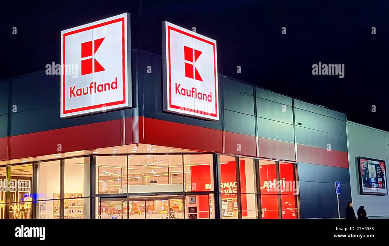 Kaufland logo on hypermarket from German chain, part of Schwartz Gruppe ...