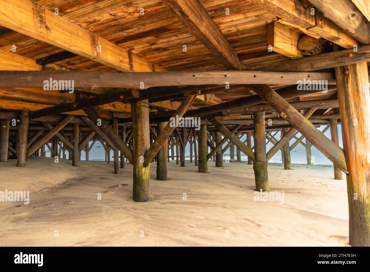 Wooden substructure of a beachfront restaurant Stock Photo - Alamy