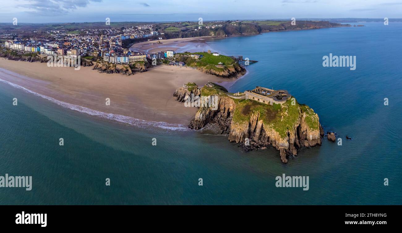 An aerial view of Saint Catherines Island, the South Beach and the town ...