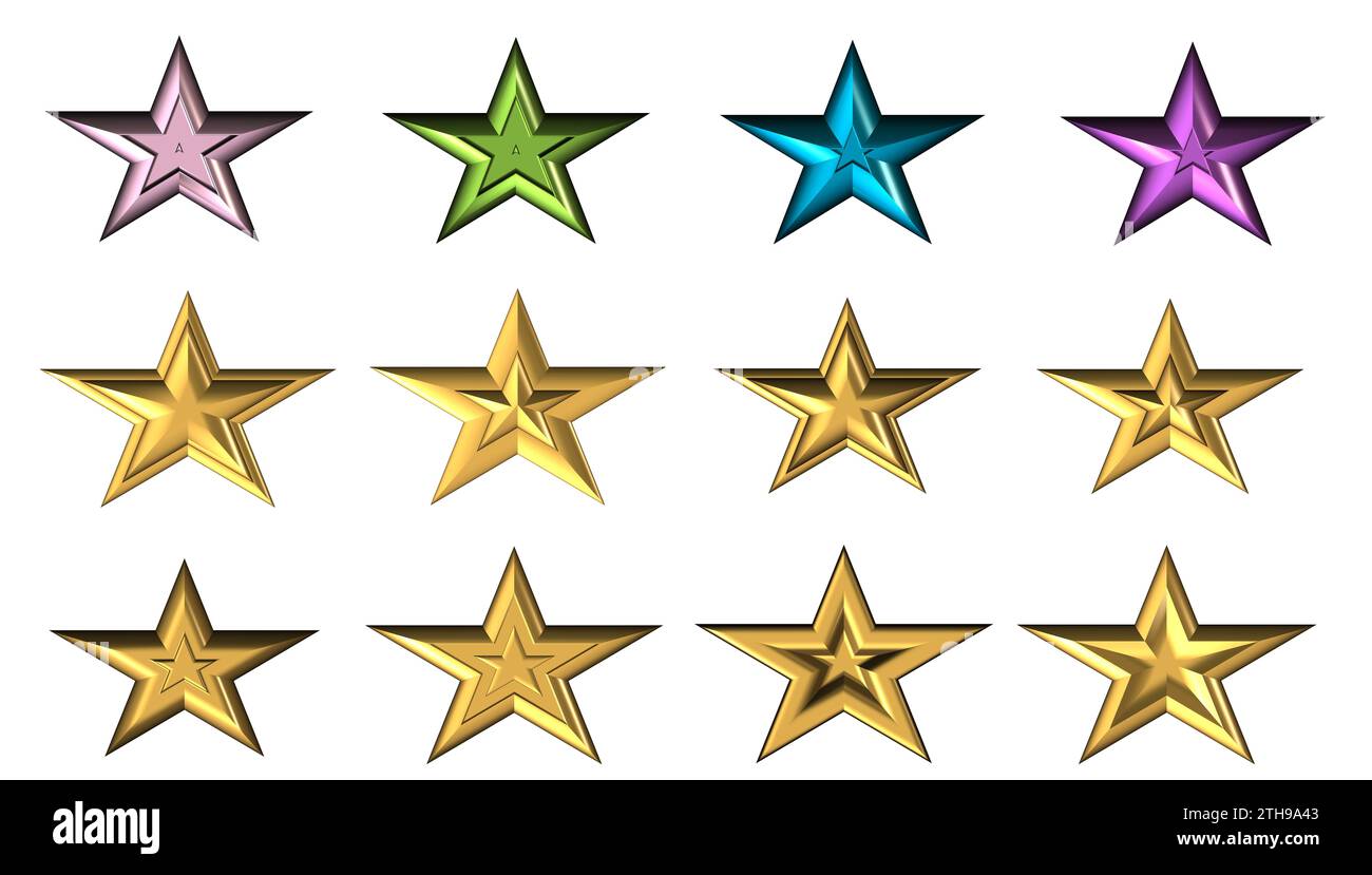 golden and colorful stars stickers Stock Photo - Alamy