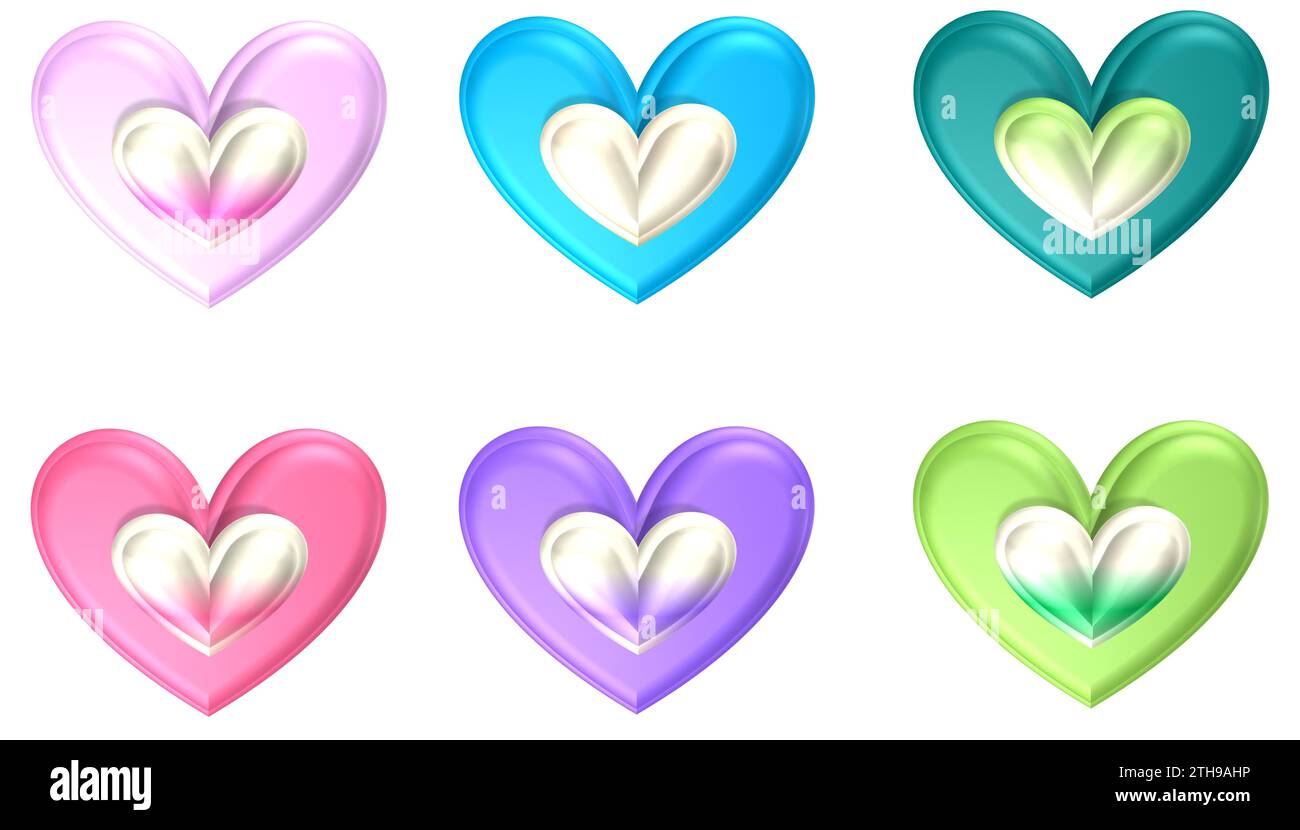 colorful shiny 3d hearts Stock Photo - Alamy