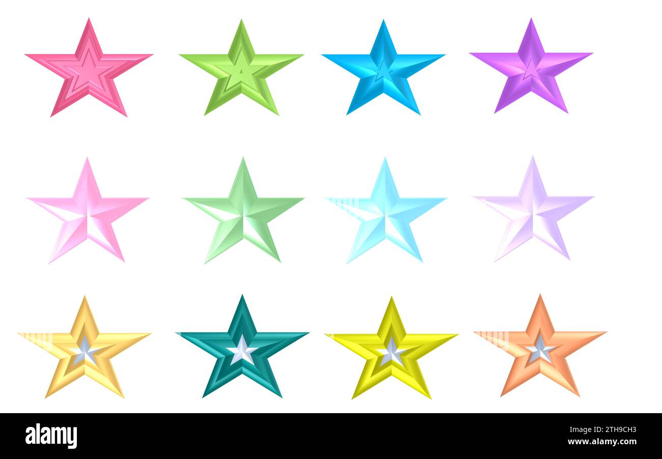 colorful shiny stars stickers Stock Photo - Alamy
