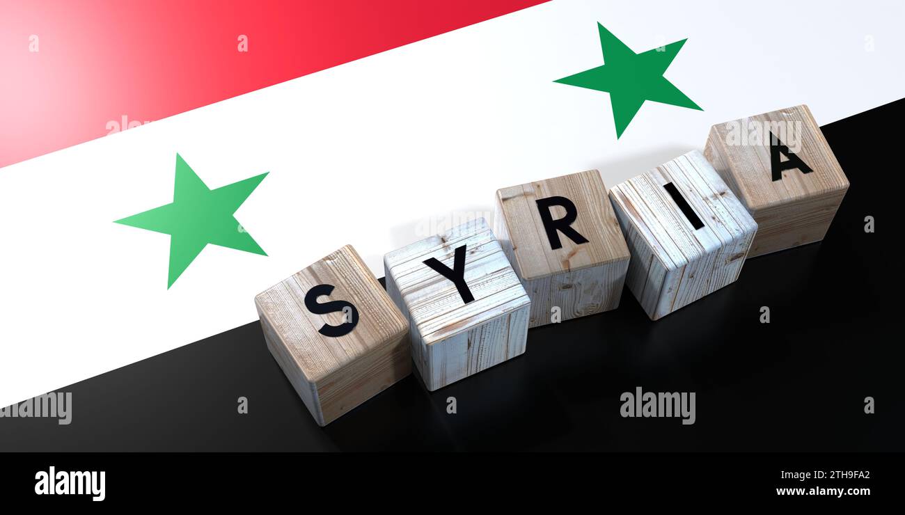 Syria - wooden cubes and country flag - 3D illustration Stock Photo - Alamy