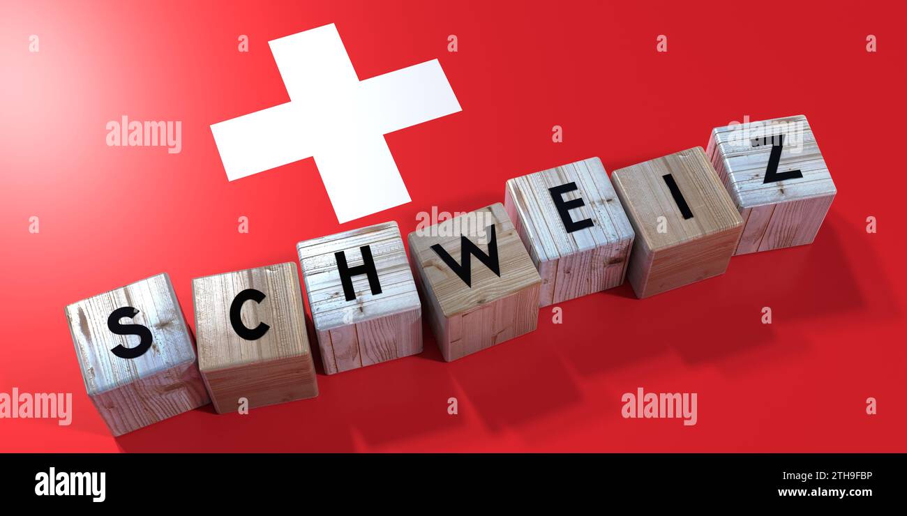 Schweiz - Switzerland - wooden cubes and country flag - 3D illustration ...