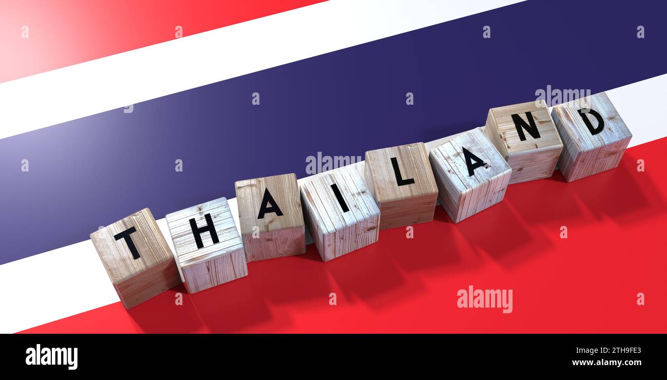 Thailand - wooden cubes and country flag - 3D illustration Stock Photo ...