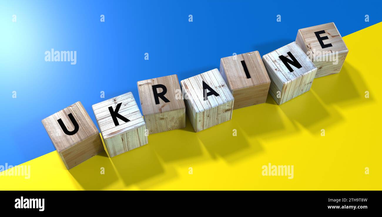 Ukraine - wooden cubes and country flag - 3D illustration Stock Photo ...