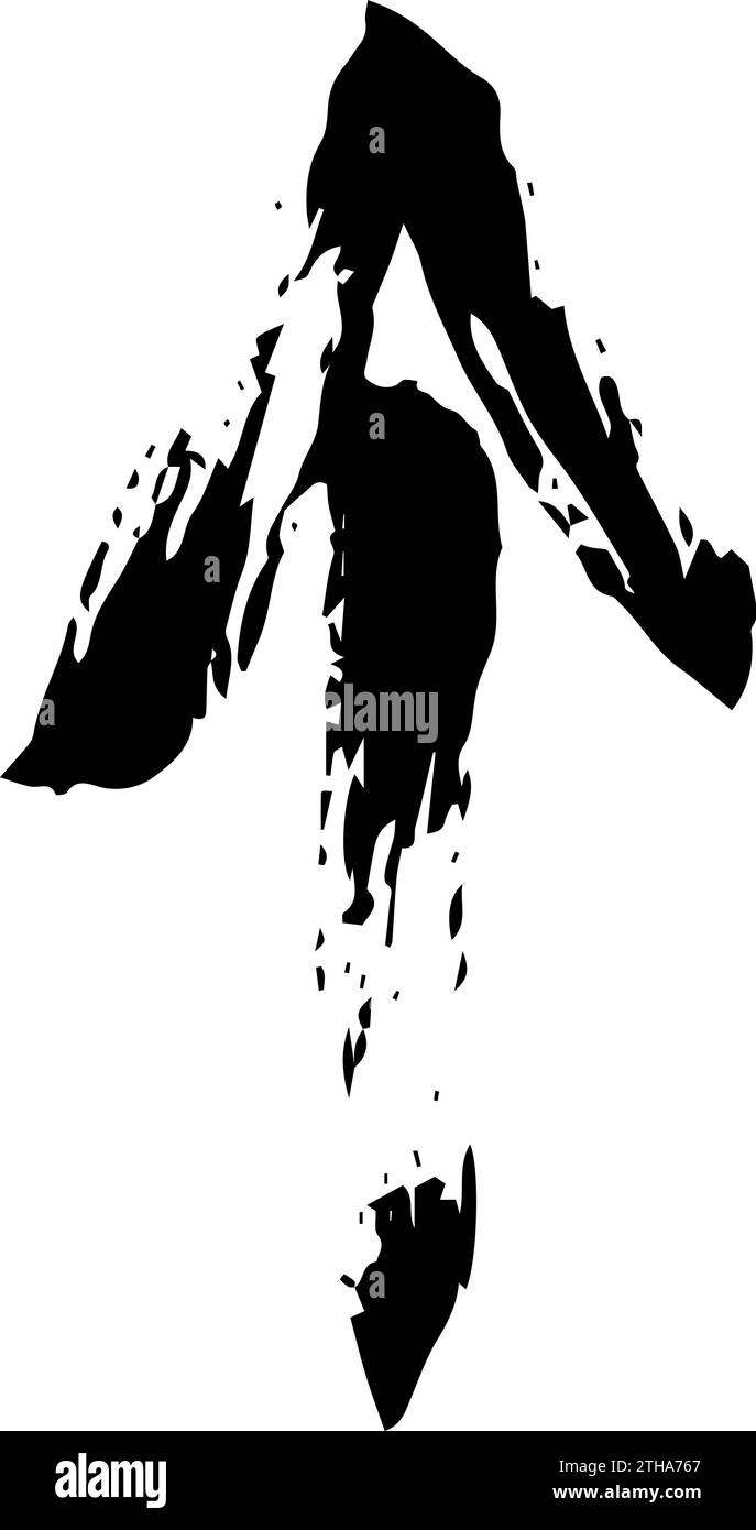 Hand painted arrow drawn with ink brush isolated on white background ...