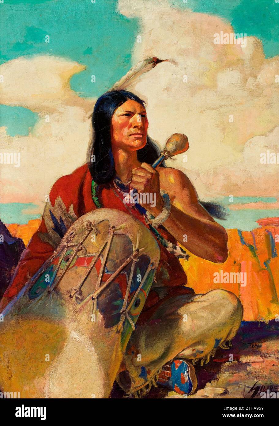 WILLIAM FULTON SOARE (American, 1896-1940). Beating the Tom Tom. Oil on ...