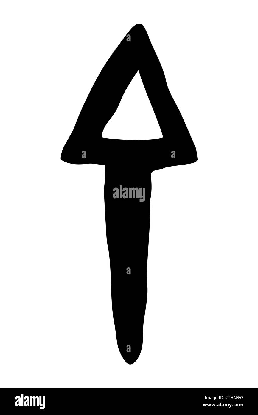 Hand painted arrow drawn with ink brush isolated on white background ...