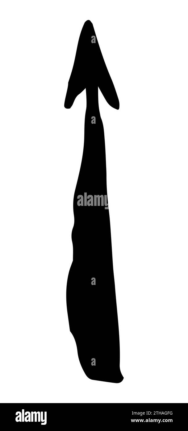 Hand painted arrow drawn with ink brush isolated on white background ...