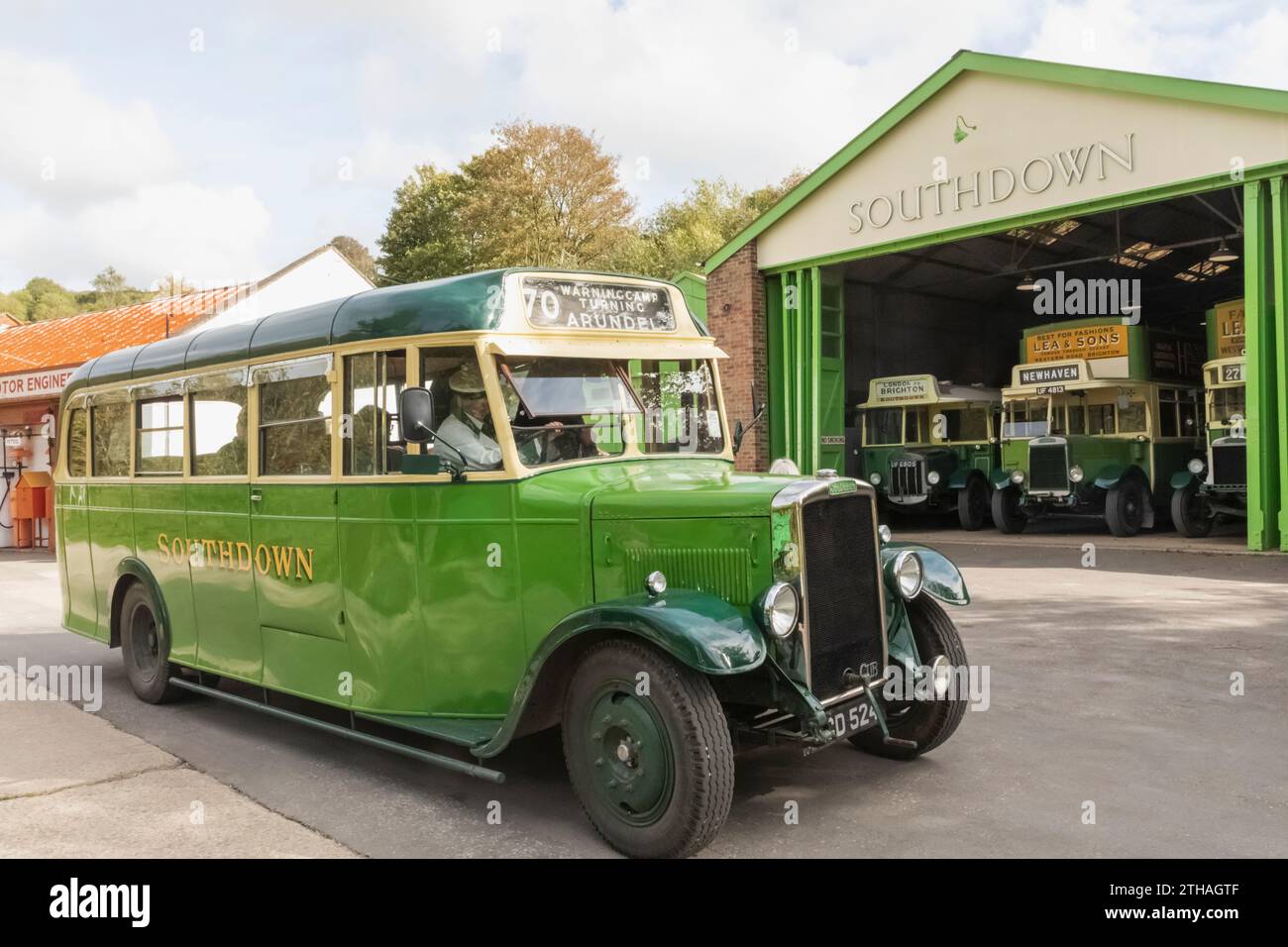 Vintage southdown transport company green buses hi-res stock ...