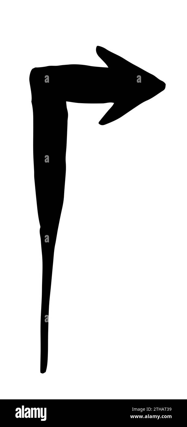 Hand painted arrow drawn with ink brush isolated on white background ...