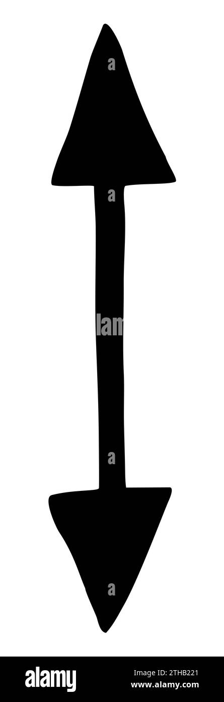 Hand painted arrow drawn with ink brush isolated on white background ...