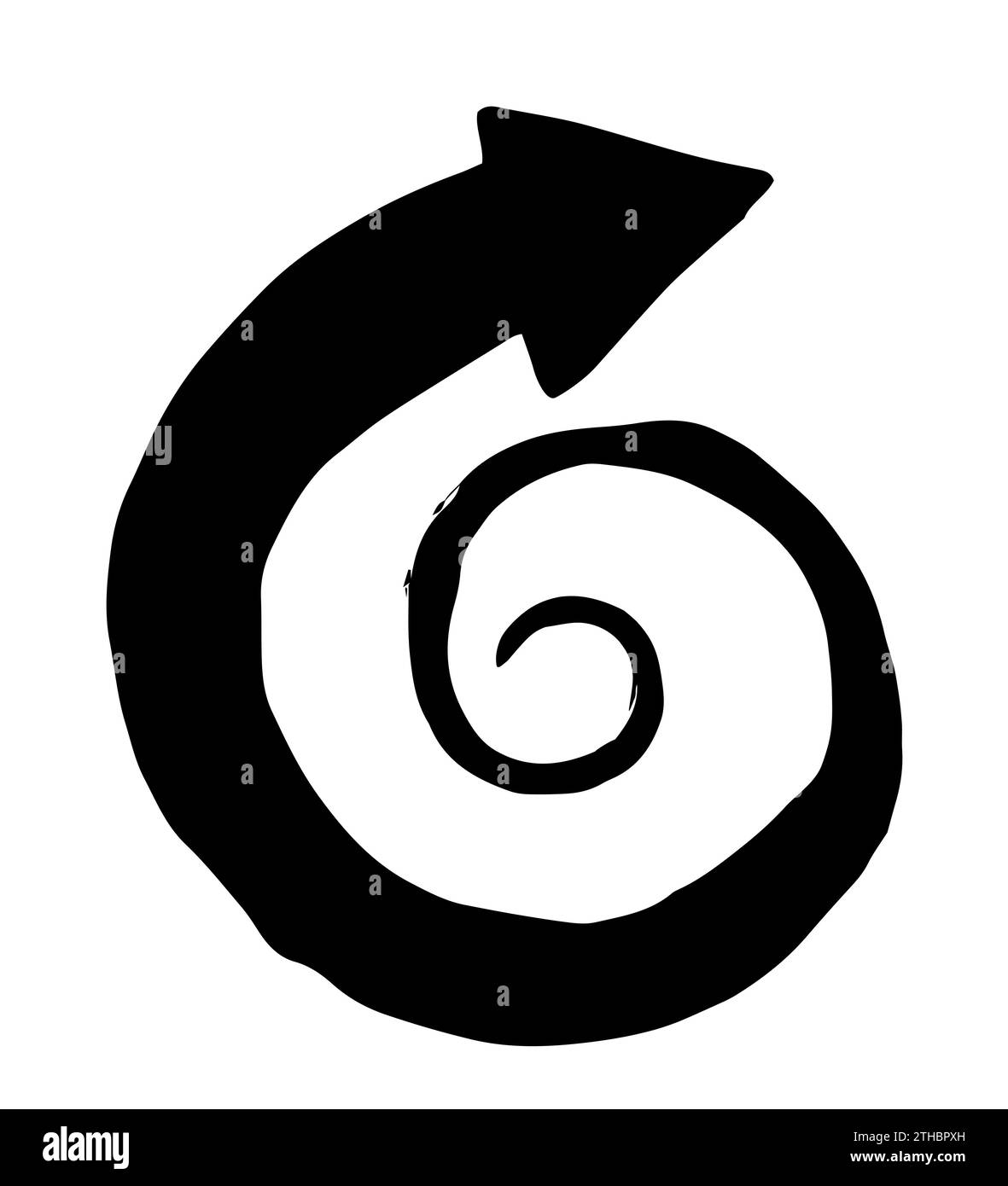 Ink arrow curled symbol hand painted with brush in swoosh whimsical ...