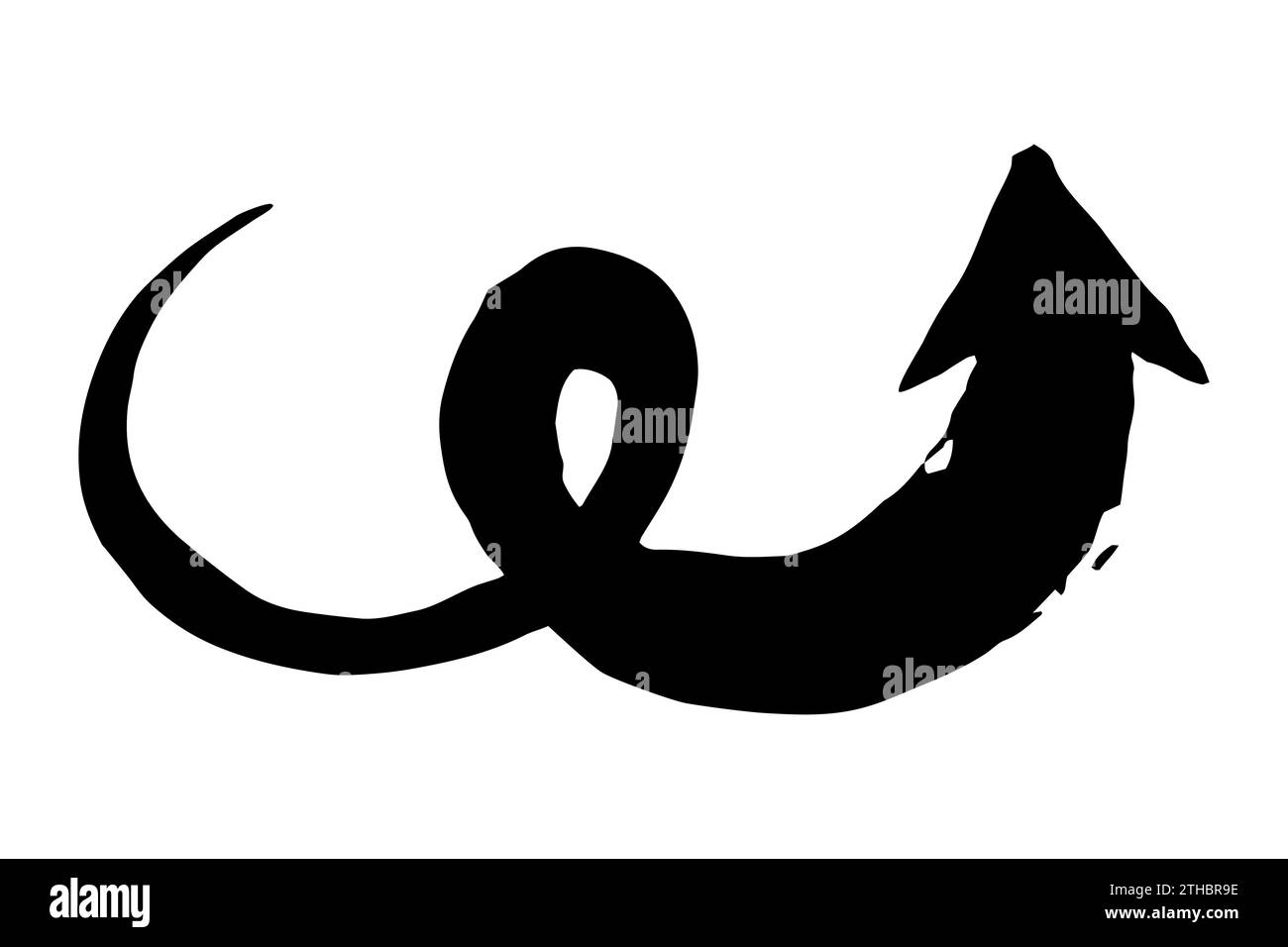 Ink arrow curled symbol hand painted with brush in swoosh whimsical ...