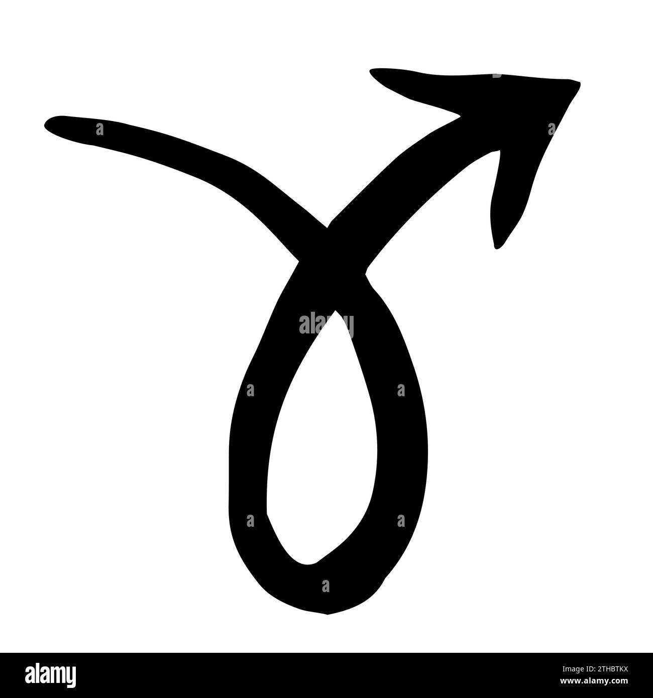 Hand painted arrow drawn with ink brush isolated on white background ...