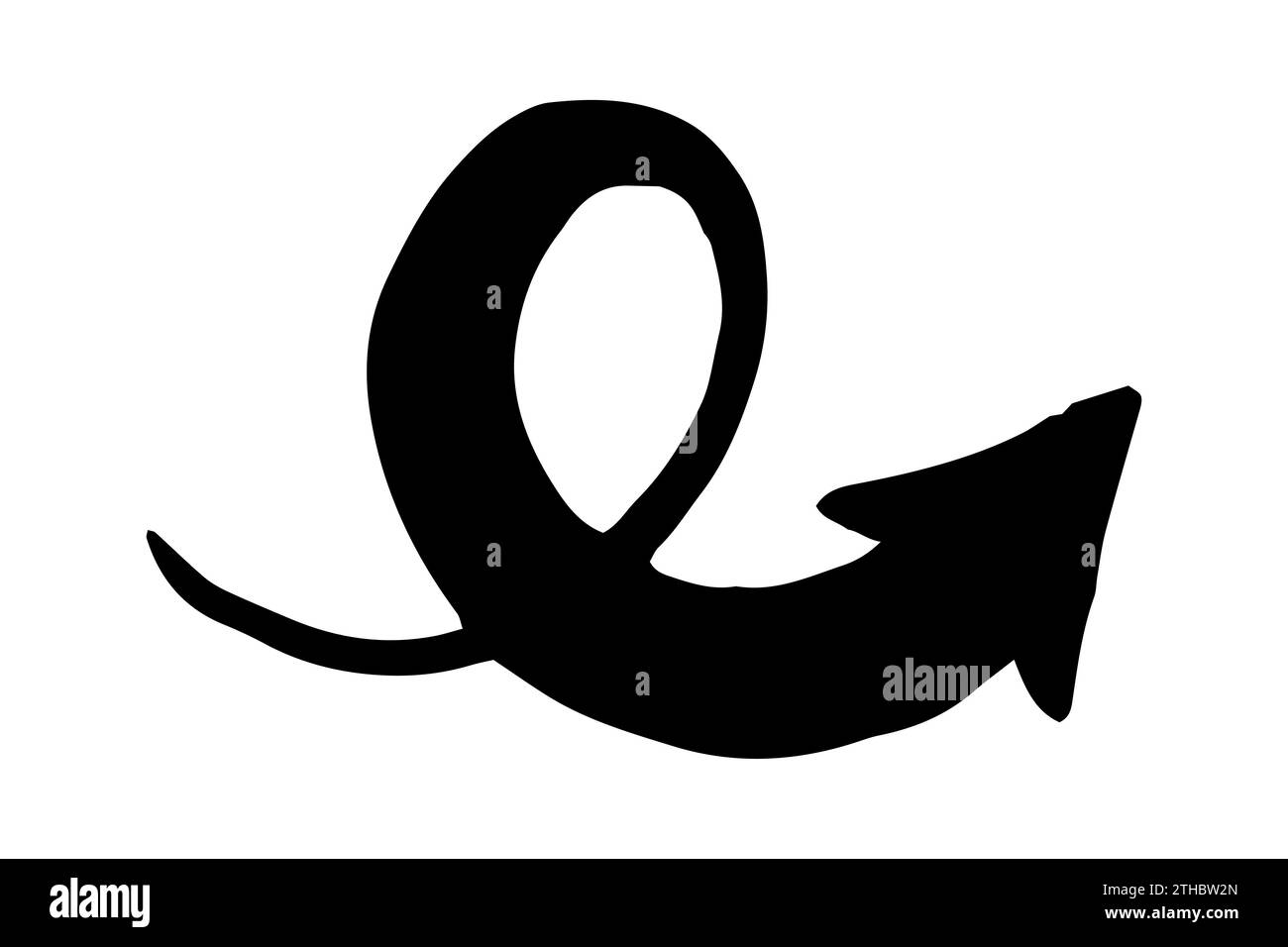 Ink arrow curled symbol hand painted with brush in swoosh whimsical ...