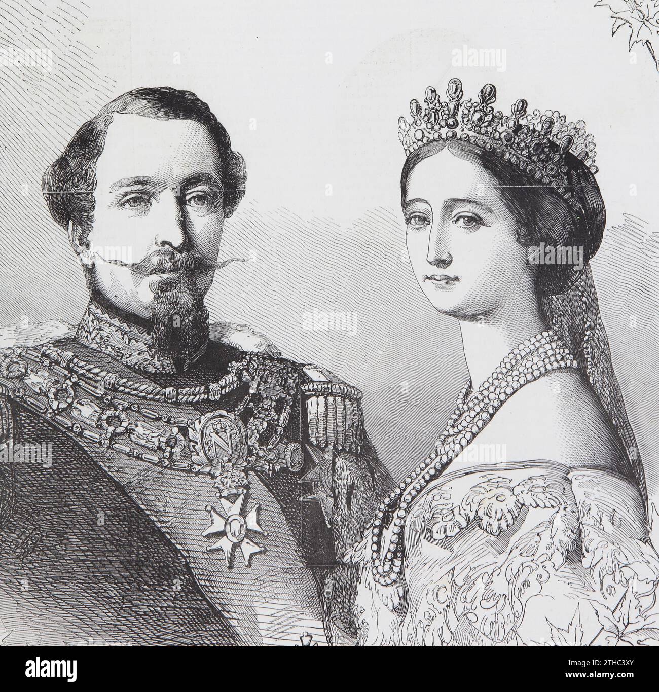 Portrait of Emperor Napoleon III and Empress Eugenie OF France, from pg ...