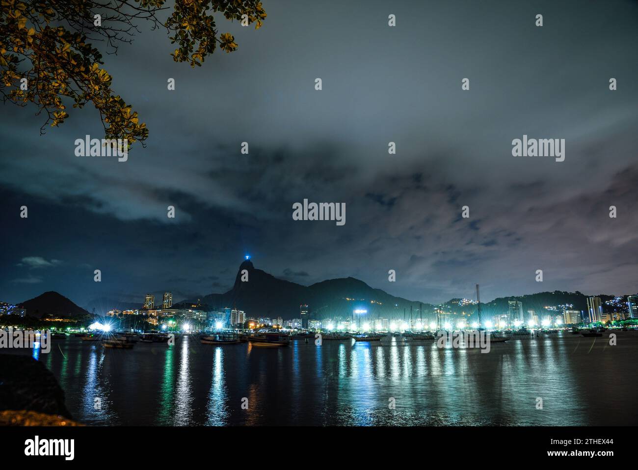 Guanabara Bay and Corcovado Mountain seen from the Boardwalk of Urca on ...